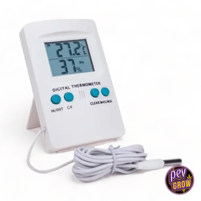 Compra Termohigrómetro Digital con sonda Max/Min en Pevgrow