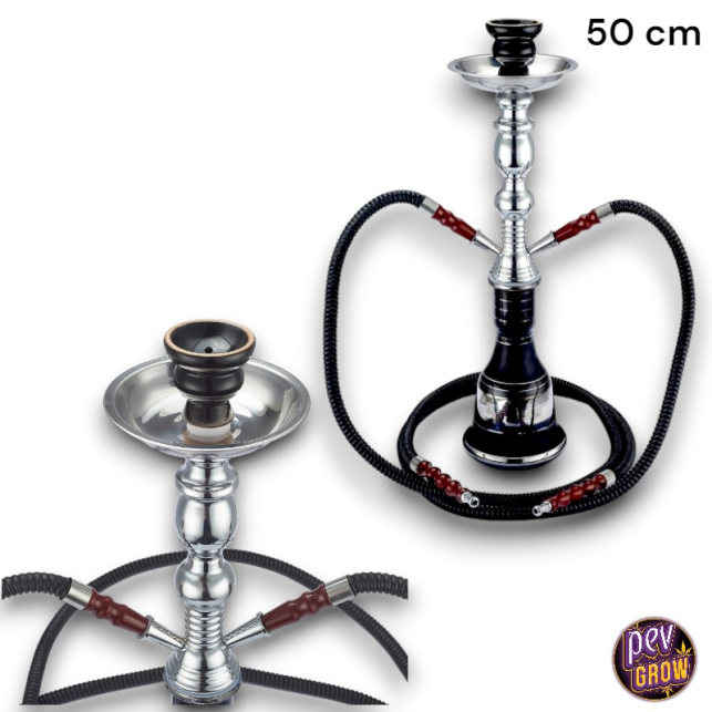 Buy Black and Silver Shisha 50 cm at Pevgrow: Style and Performance