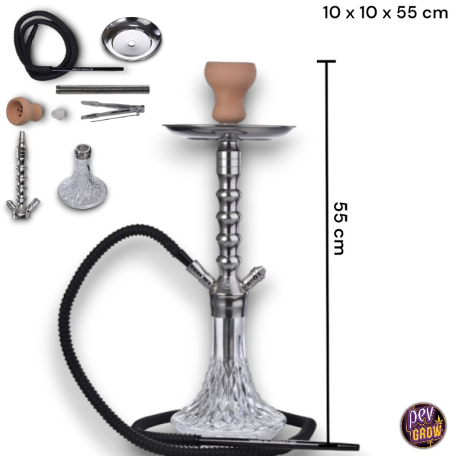 Compra Shisha Cristal Plateada 55 cm: Distinción y Calidad en Pevgrow