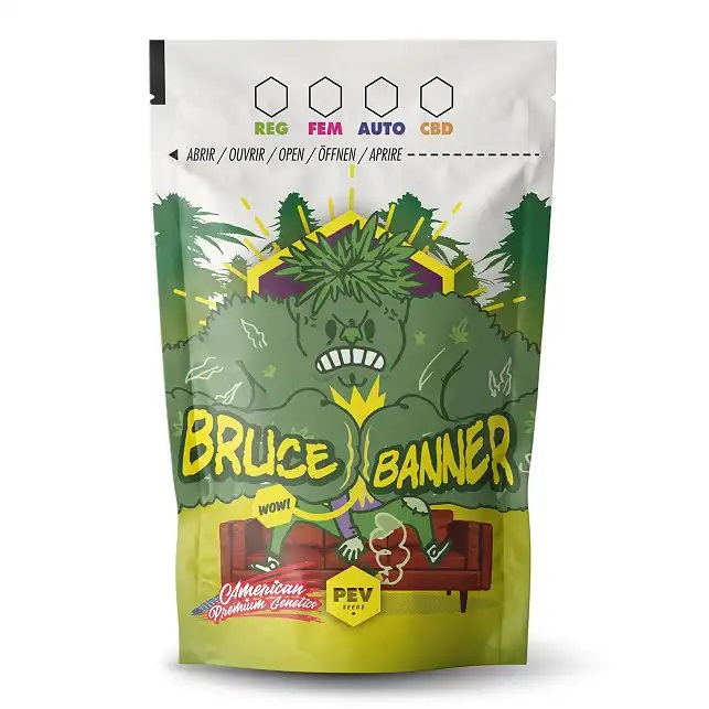 Pochon Weed Bruce Banner PEV Seeds - Emballer le Cannabis chez PEV