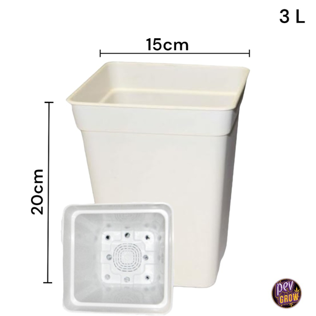 Buy plastic square white pots 3L at the best price