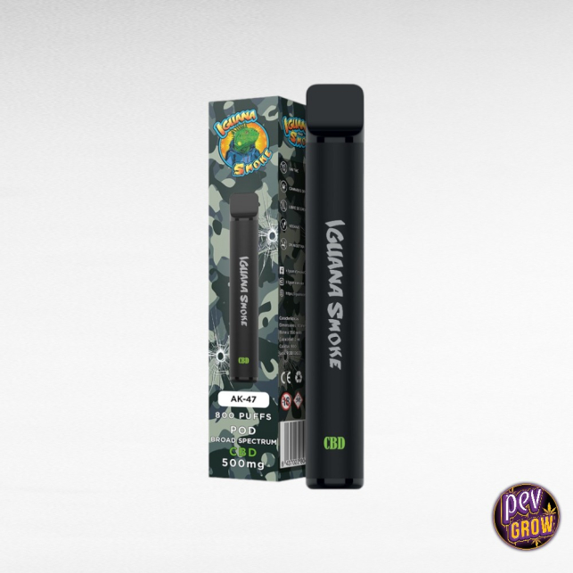 Buy AK-47 Broad Spectrum 500mg CBD 800 puffs by Iguana Smoke | Pevgrow.
