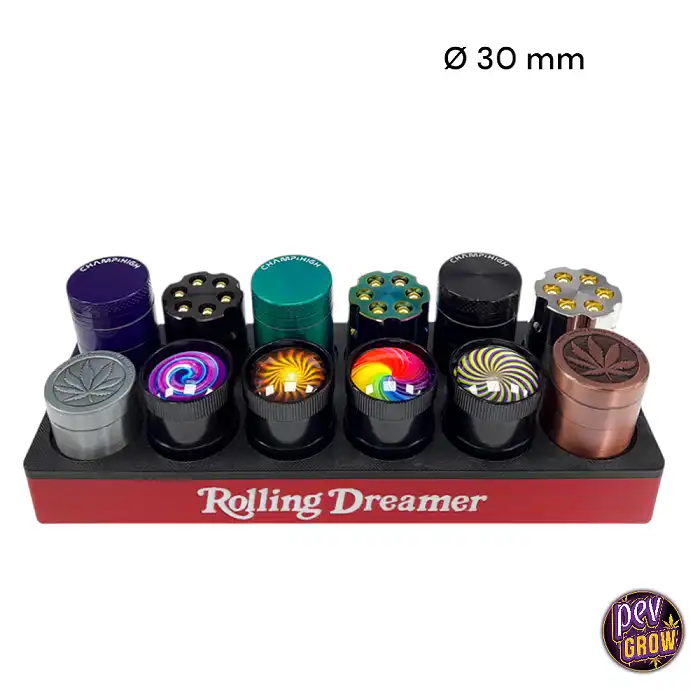 Rolling Dreamer Metal Grinder Display - 12x30mm | Pevgrow