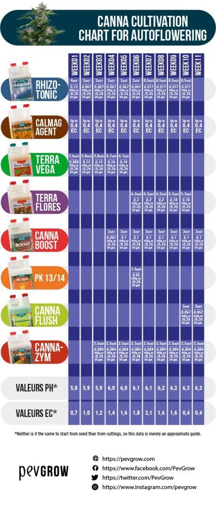 Canna Chart - Mineral and Bio growing program